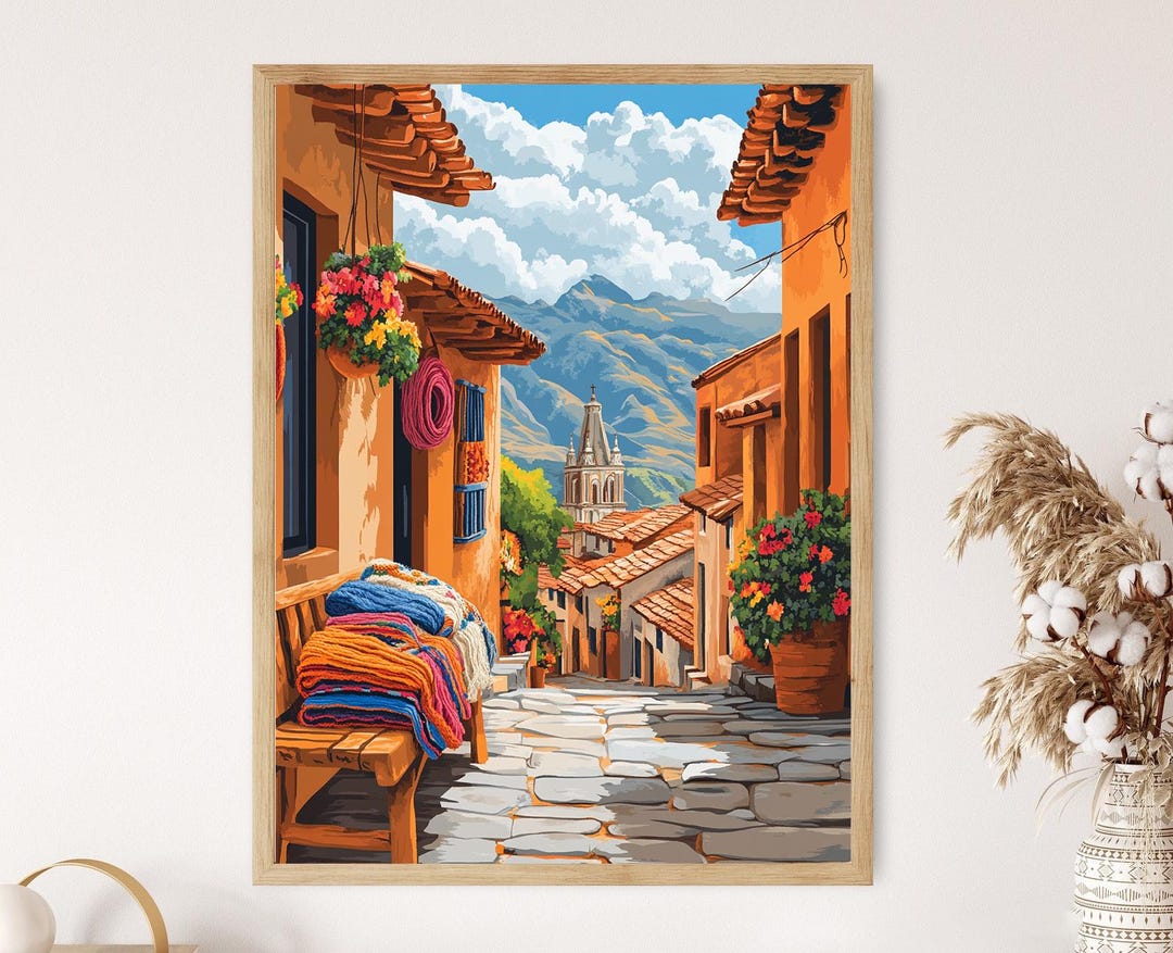 Cajamarca Peru Wool Corner Poster, Hand-spun Yarn Loops, Andean Poncho ...