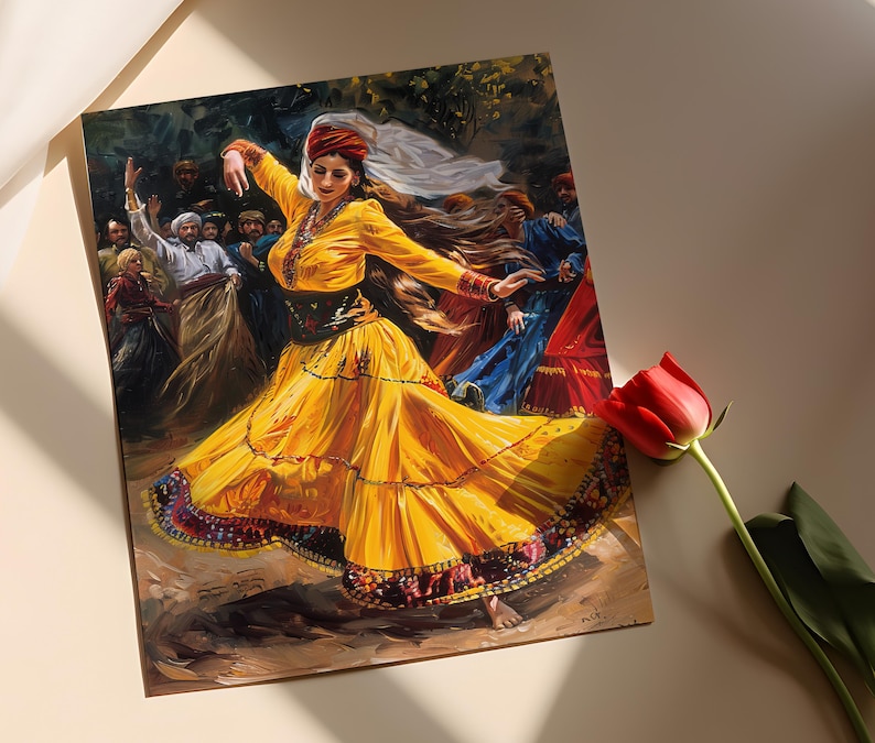Kurdish Folk Dance Art Print: Heritage Living Room Decor - Etsy