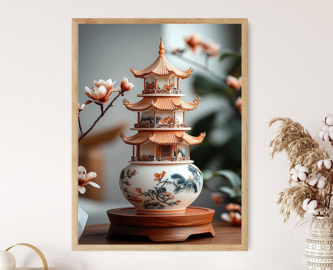 Vietnamese Ceramic Pagoda Art Print: Hand-painted Cultural Decor - Etsy