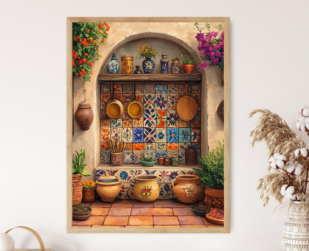 Lebanese Mosaic Tile Trivet Illustration, Geometric Kitchen Decor Art ...