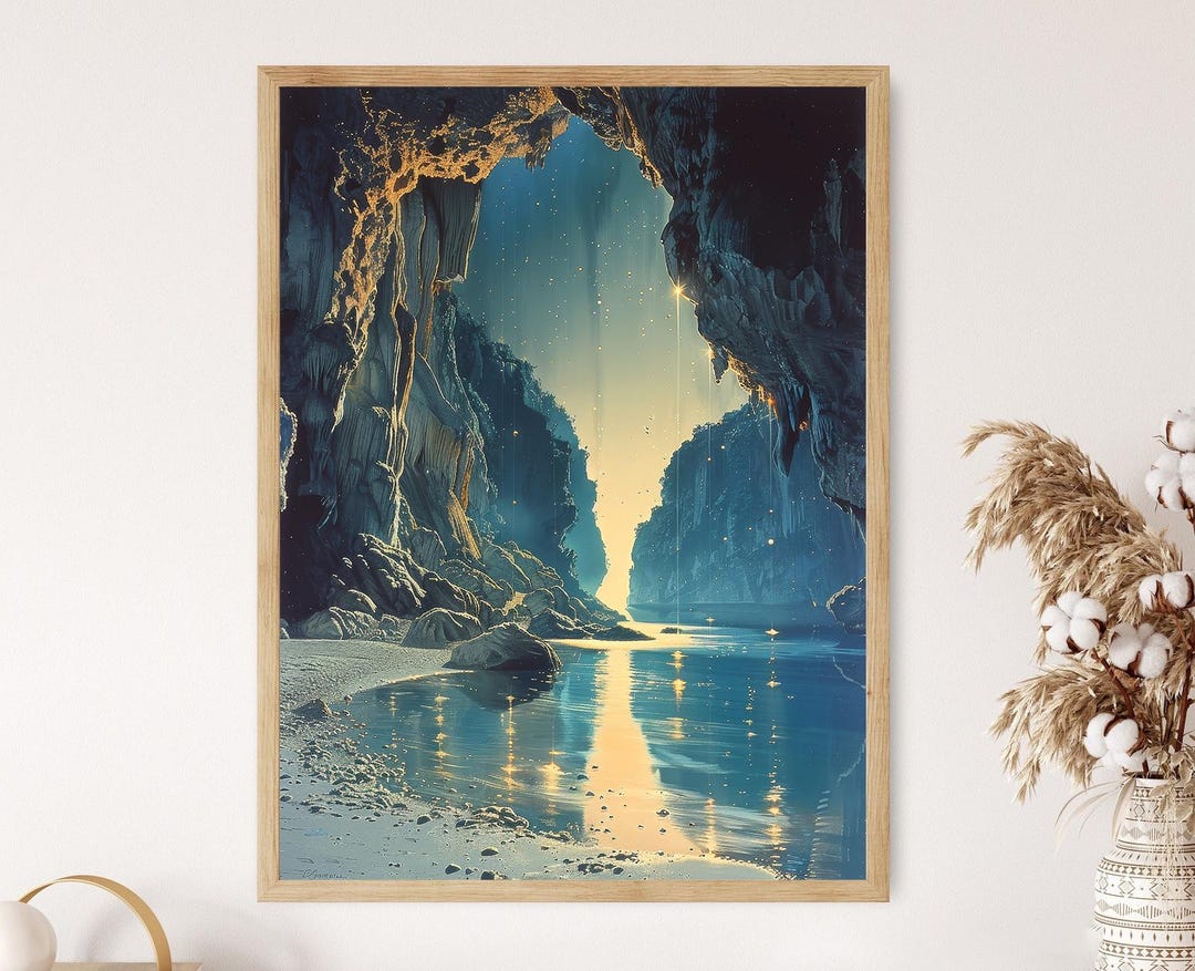 Enchanting Waitomo Caves Print, Glowworms and Reflective River Scene - Etsy