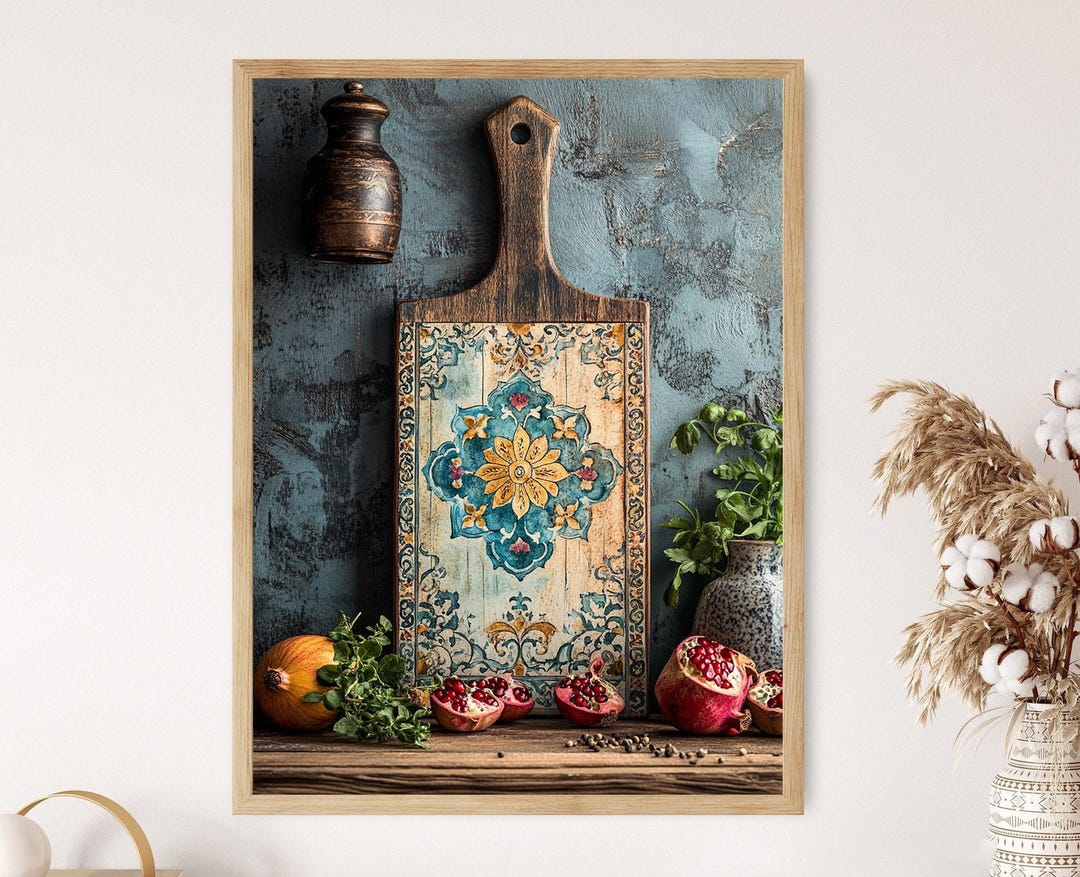 Iranian Cutting Board With Persian Tile Motifs Art Print, Traditional ...