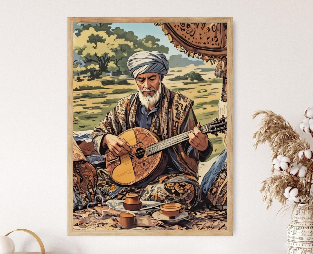 Yemeni Oud Musician Illustration, Middle Eastern Folk Art Print - Etsy UK