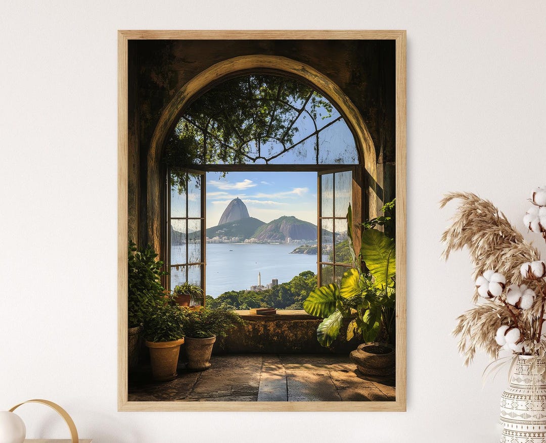 Rio De Janeiro, Brazil Window View, Tropical and Mountain Art Print - Etsy