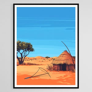 Kalahari Desert Art Print, Botswana, San Bushman Hut, Red Sand - Etsy