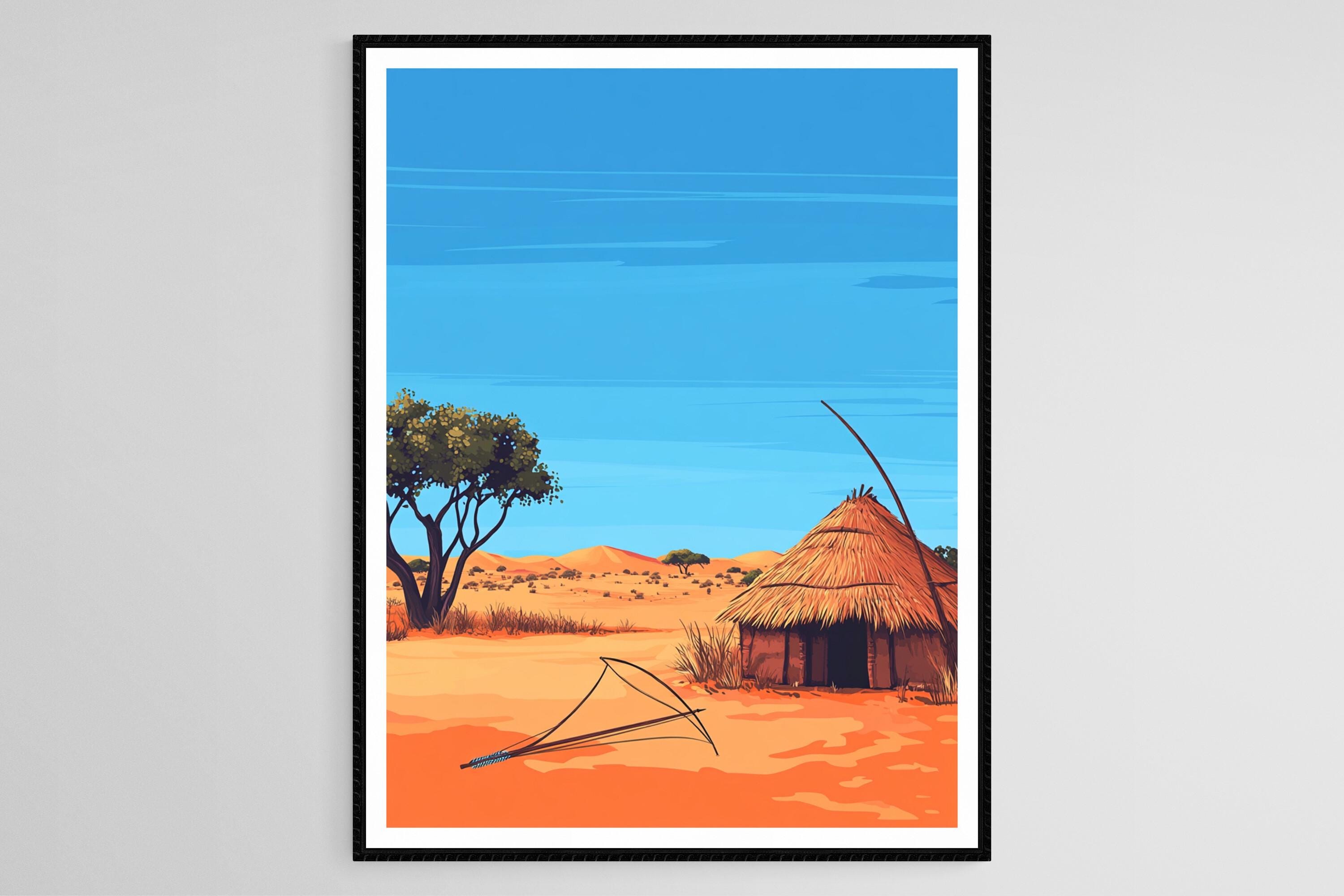 Kalahari Desert Art Print, Botswana, San Bushman Hut, Red Sand - Etsy