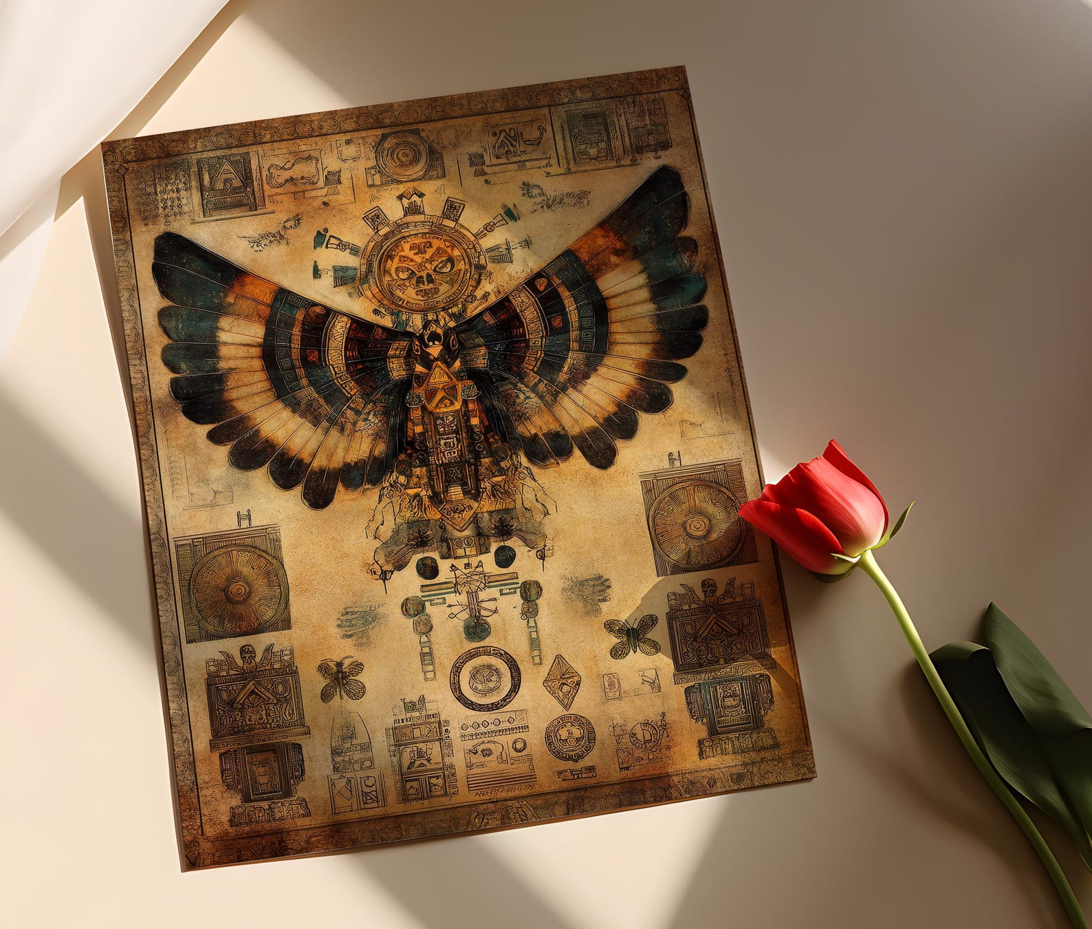 Aztec Goddess Itzpapalotl Art Print, Obsidian Butterfly Warrior - Etsy
