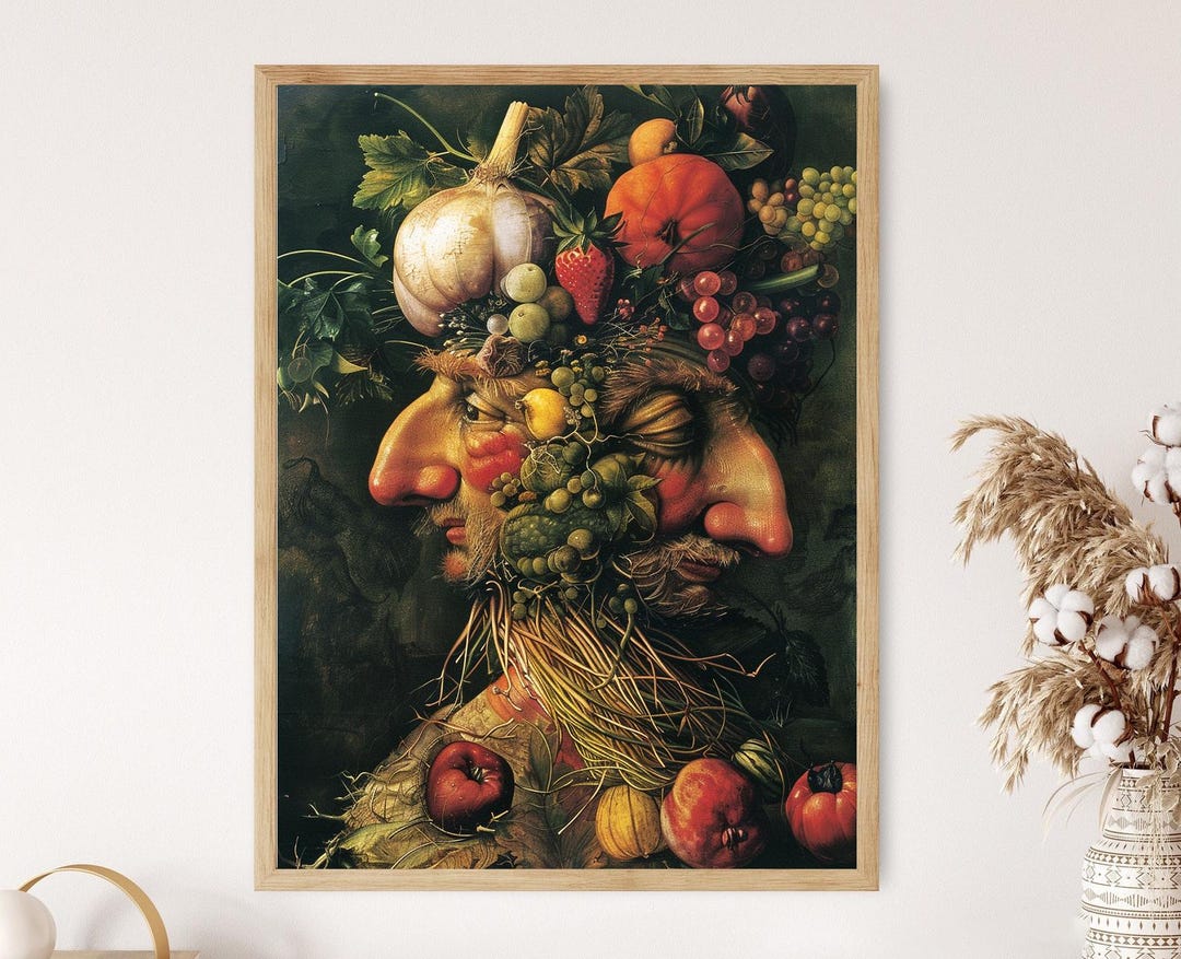 Giuseppe Arcimboldo Style Artwork, Whimsical Vegetable Portrait, Unique ...