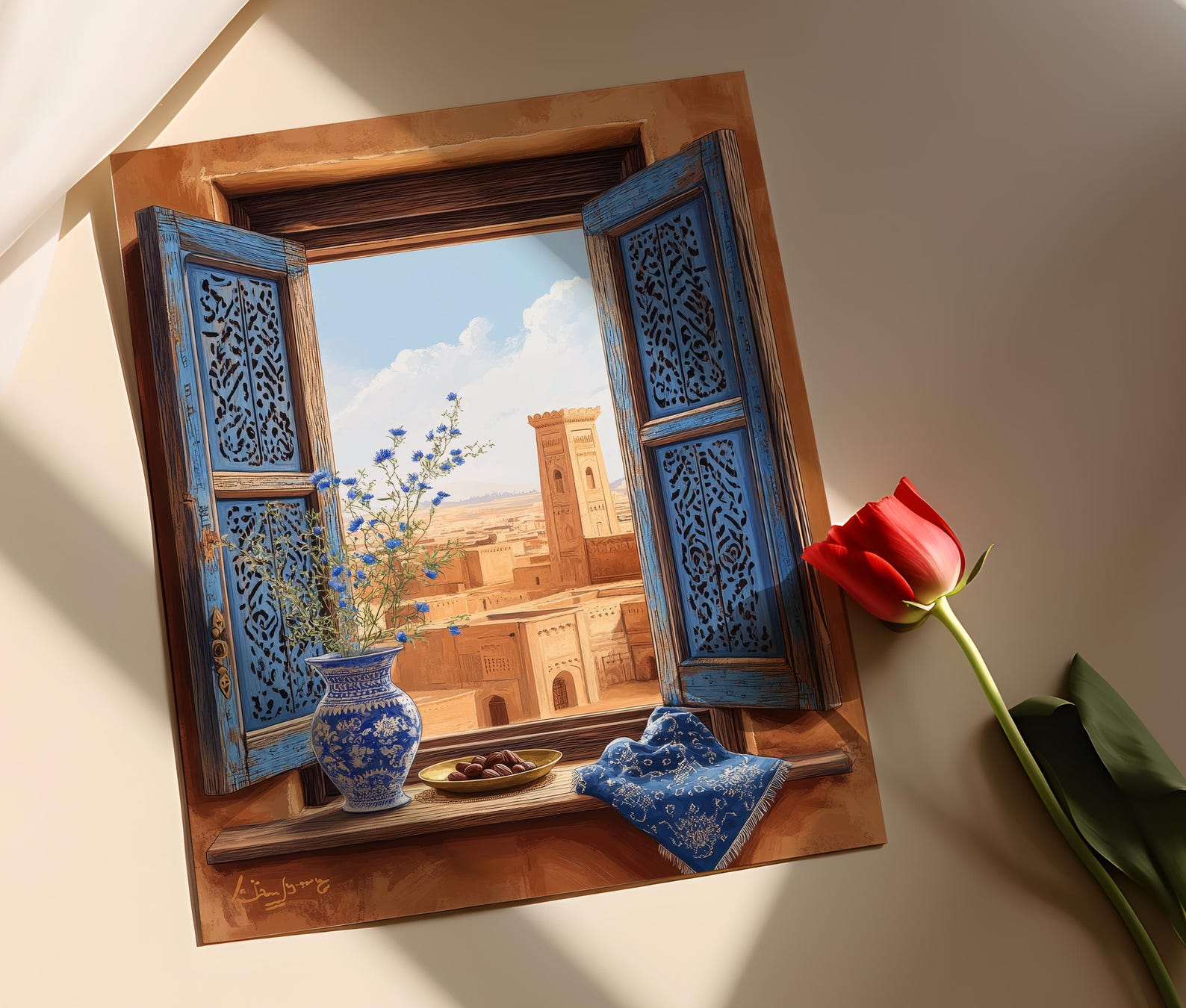Persian Window Art Print: Yazd Courtyard View, Iranian Architecture - Etsy