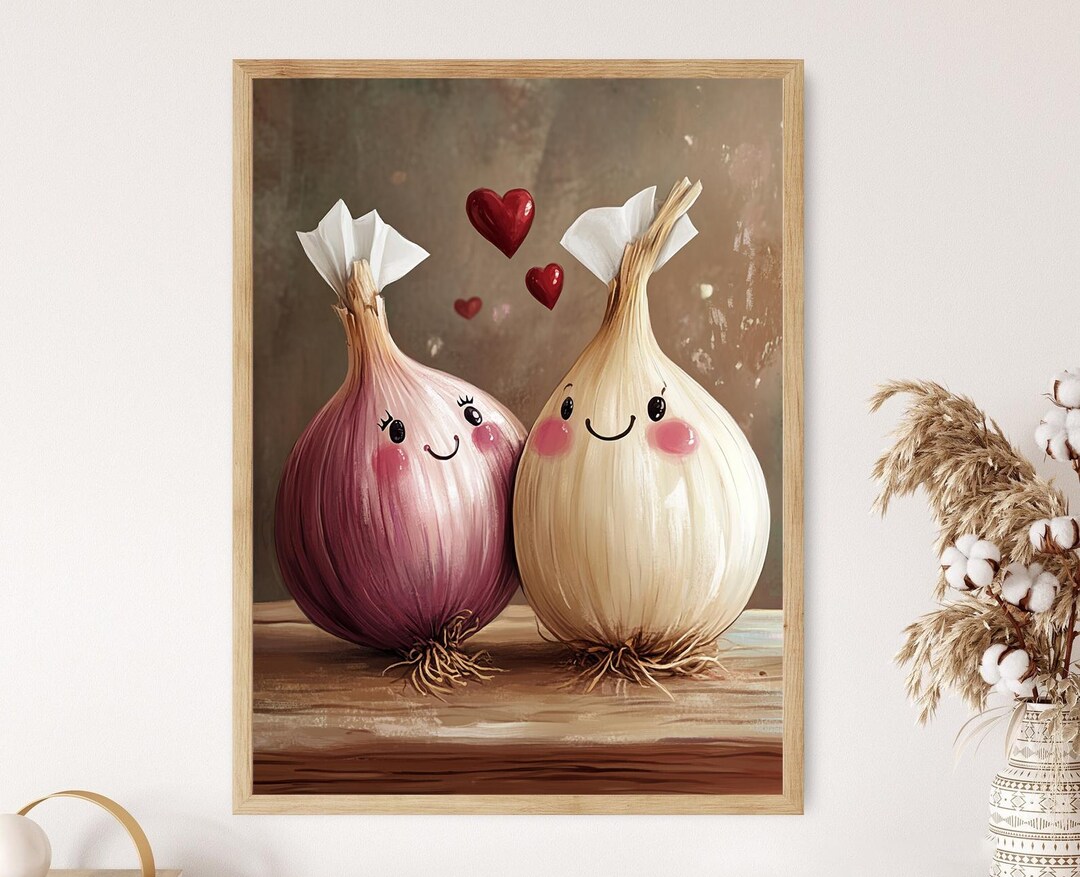 Laughing Garlic Onion Art, Funny Kitchen Print With Love - Etsy