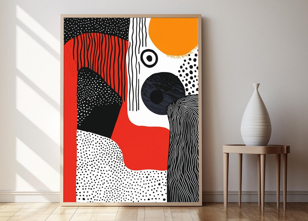 Marimekko Abstract Wall Art Illustration, Finnish Modern Design Print ...