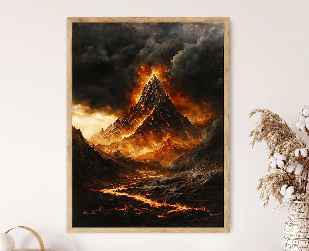 Mount Doom, Fires of Mordor, Middle-earth Dark Fantasy Landscape Art ...