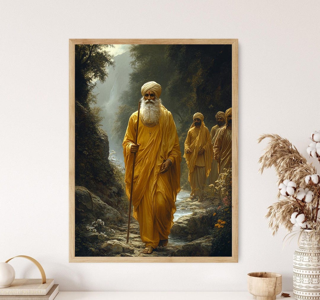 Guru Nanak Walking With Followers Illustration, Sikh Spiritual Journey ...