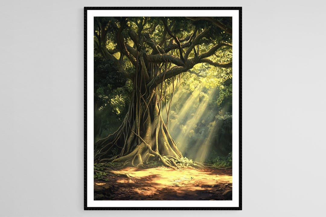 Ancient Banyan Tree, Mystical Roots, Exotic Nature Art - Etsy