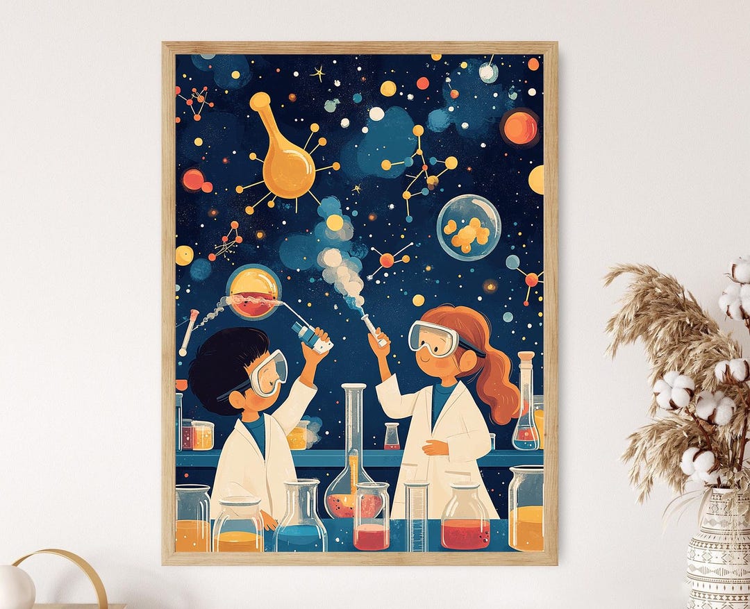 Science Lab Kids Illustration, Fun Chemistry Poster, Educational Art ...