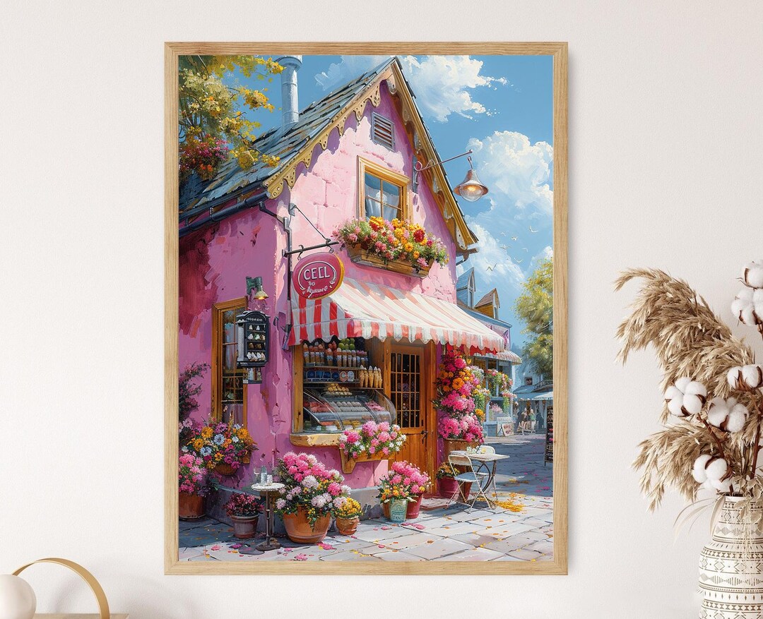 Vibrant Gelato Storefront Painting - Lively and Colorful Ice Cream Shop ...