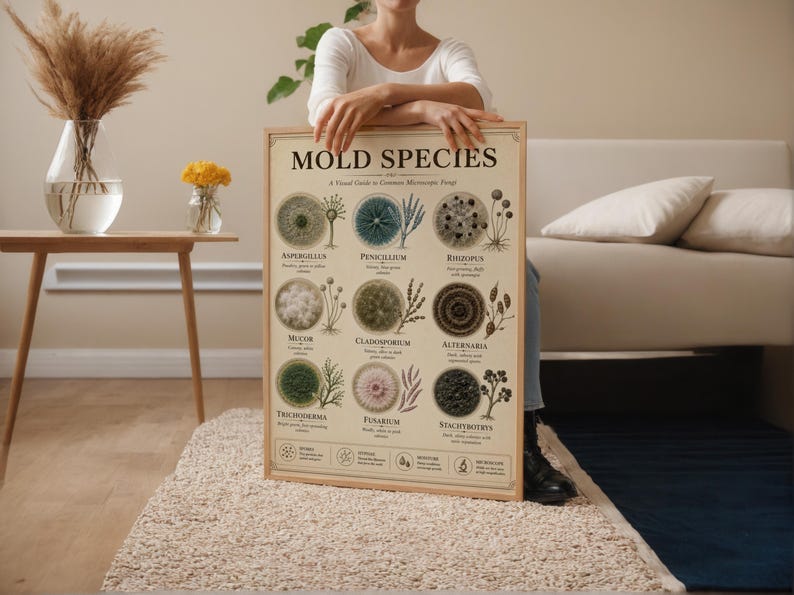 Mold Species Chart Poster, Fungal Identification Wall Art, Mycology ...