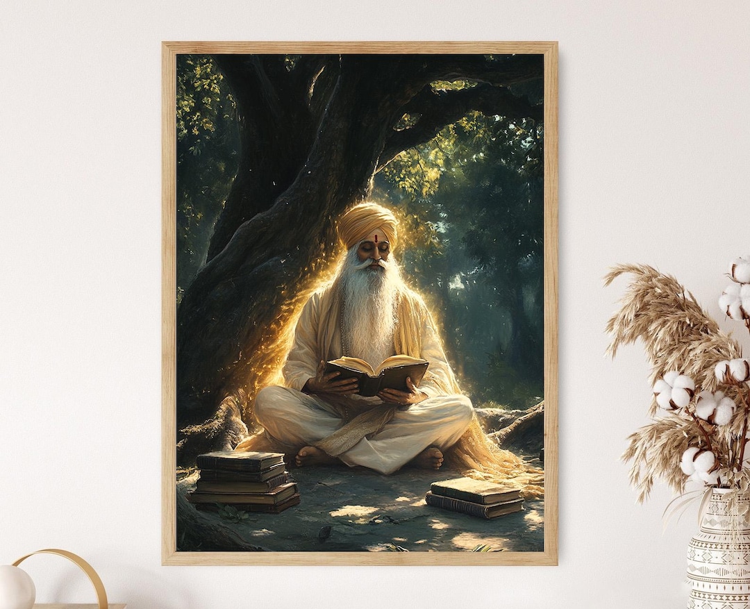 Guru Nanak Art Print: Spiritual Sikh Scene Under Banyan Tree - Etsy