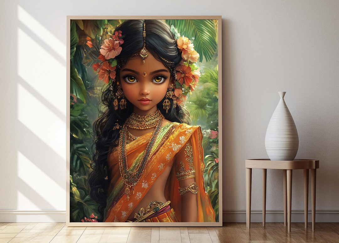 Sri Lankan Doll in Sari Art Print, Traditional Dress Poster, Cultural ...