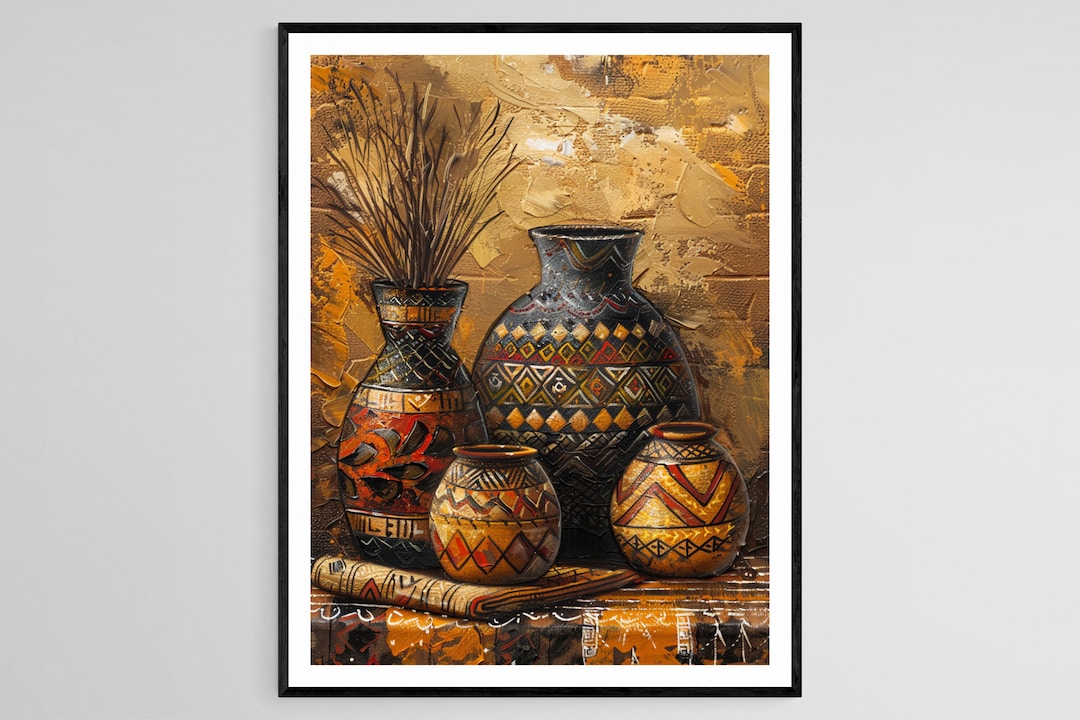 African Pottery Art Print, Rich Cultural Ceramic Design - Etsy