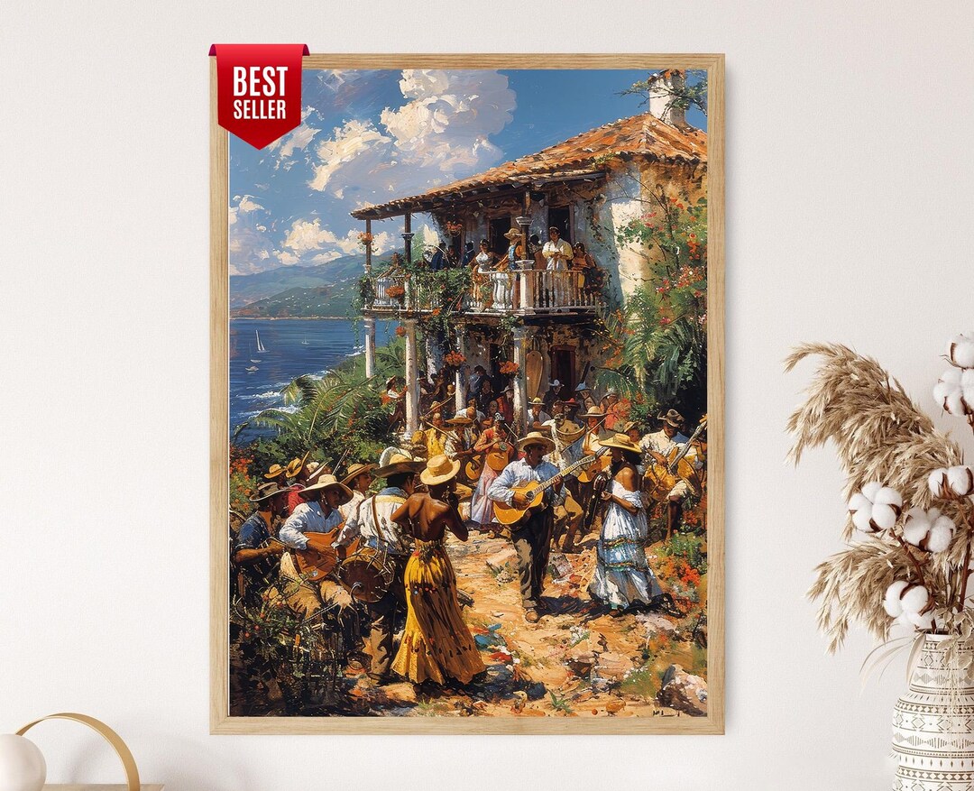 Puerto Rican Parranda Art Print: Festive Caribbean Island Decor - Etsy