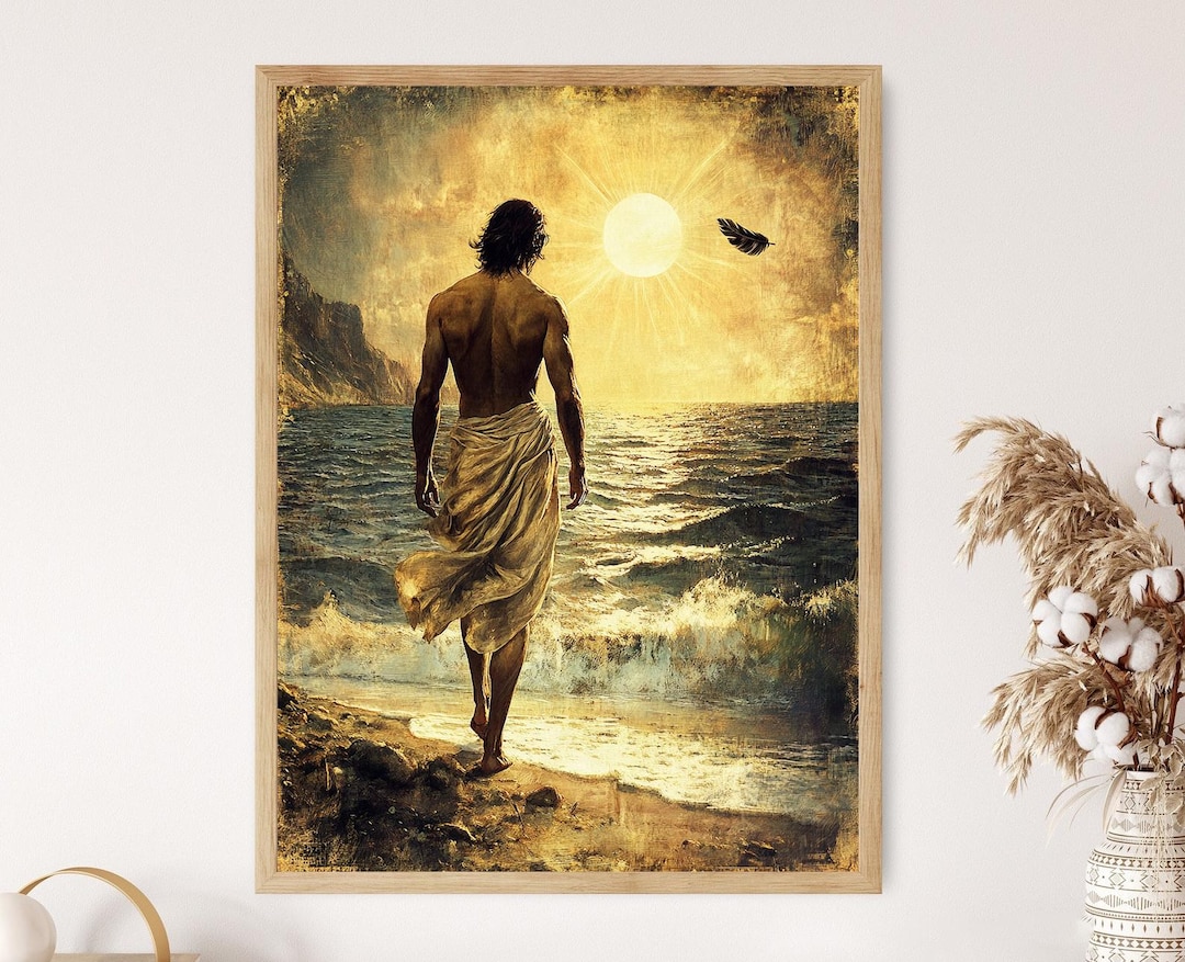 Daedalus Alone, Greek Mythology Shoreline Scene, Symbolic Reflection ...
