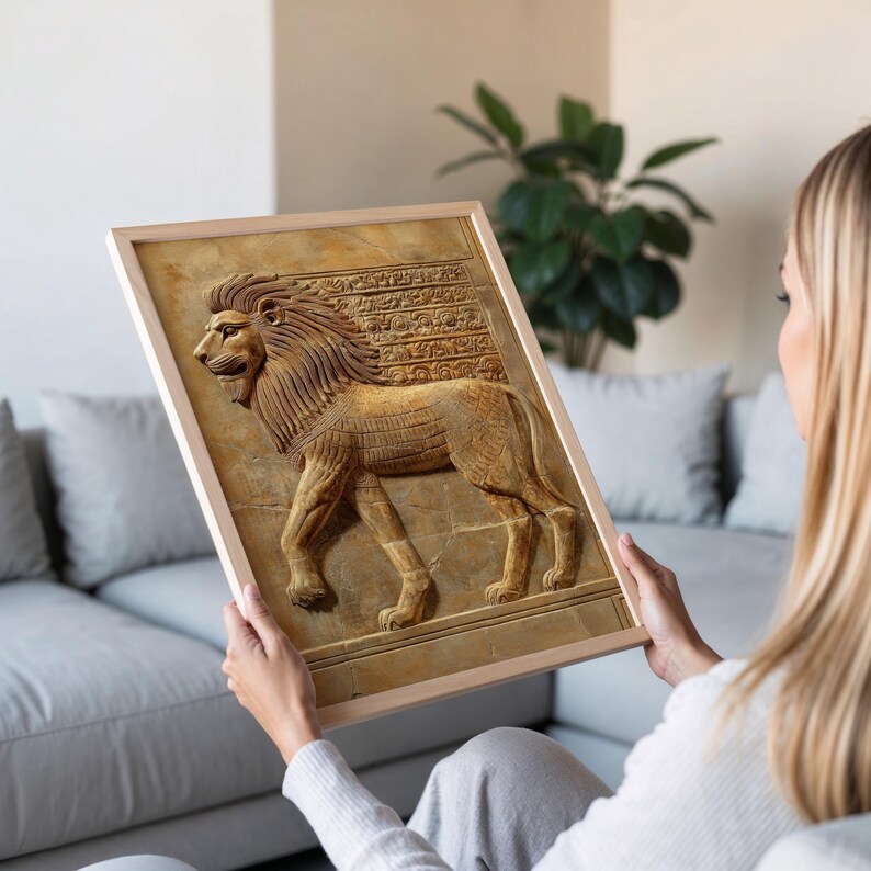 Babylonian Lion Relief Art Print, Symbol of Strength and Majesty - Etsy