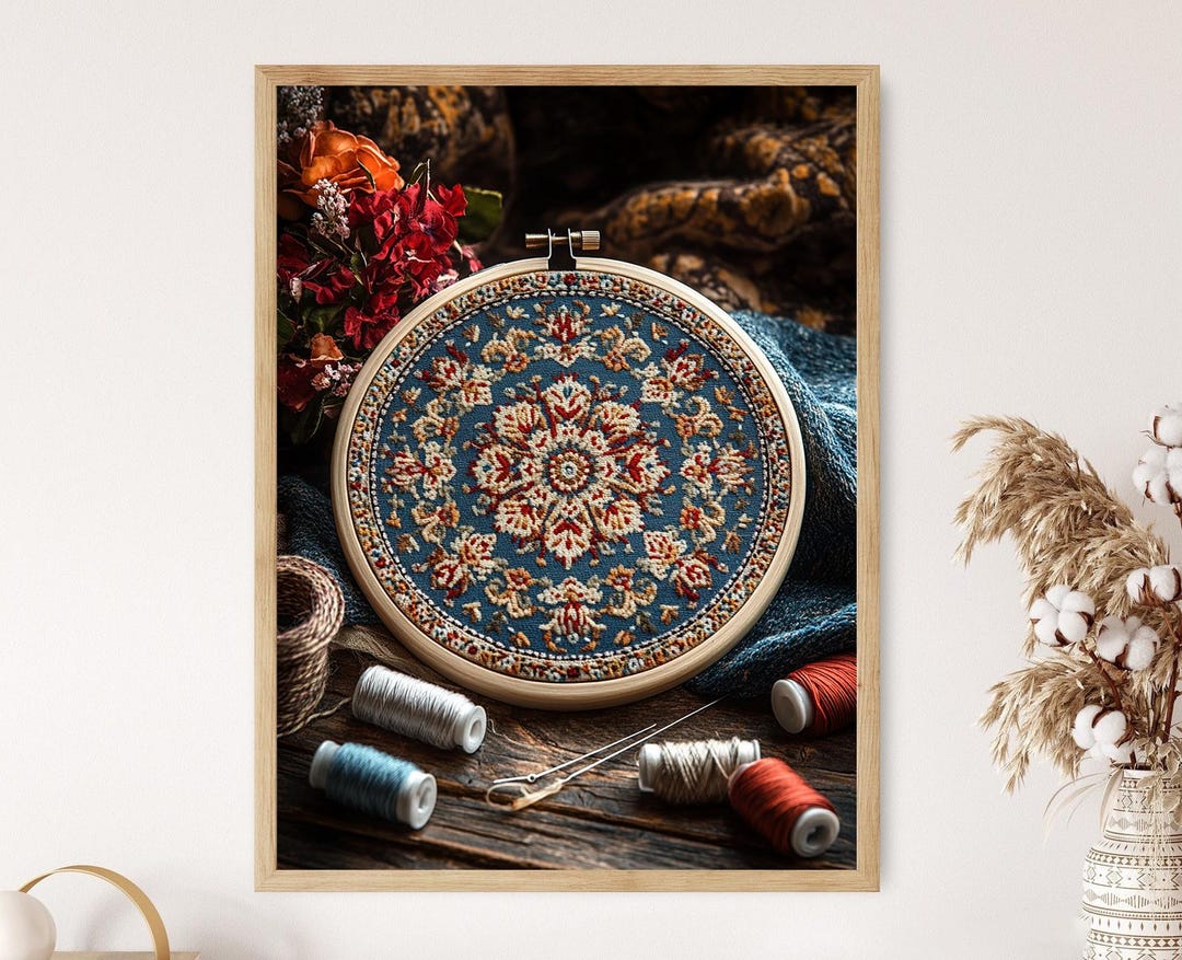 Kurdish Embroidery Hoop Art Print, Traditional Craft Decor Poster - Etsy