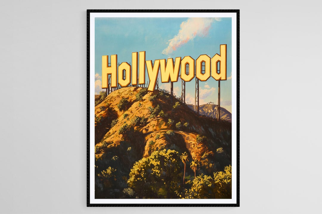 Hollywood Sign Sunset Art Print, Iconic California Landmark - Etsy