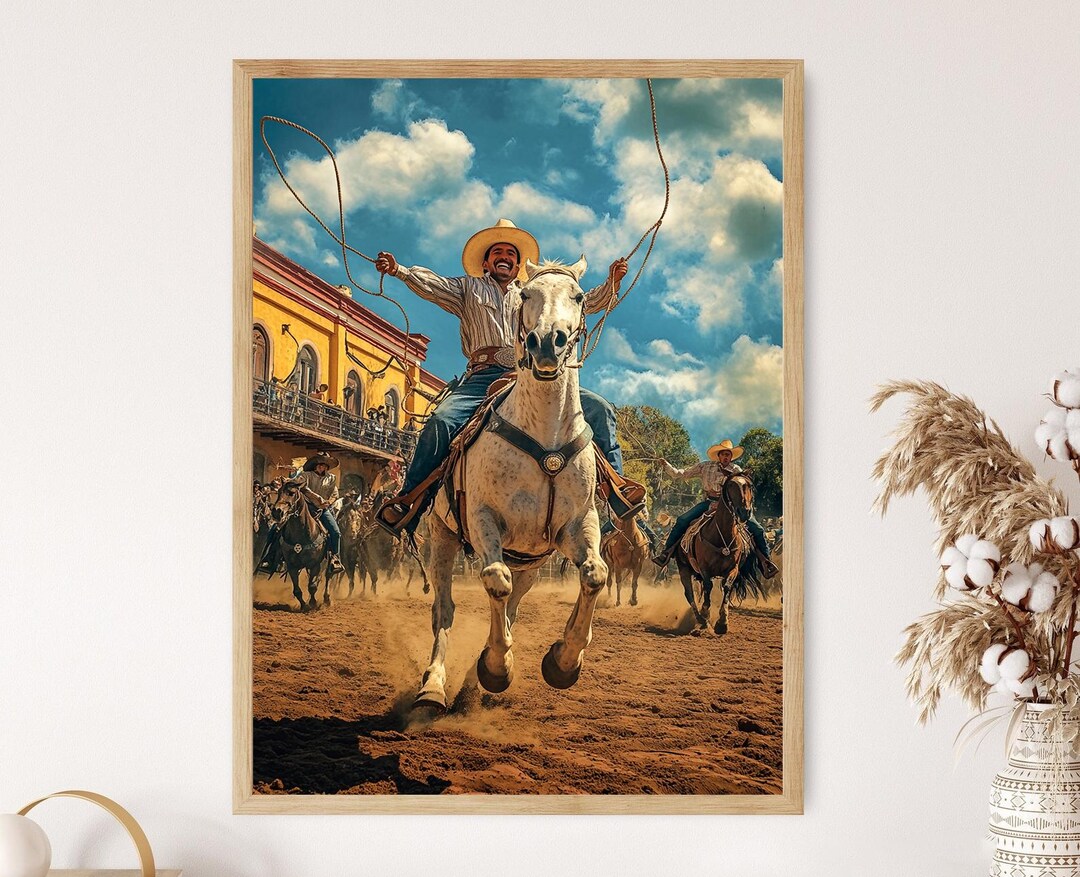 Jalisco Rodeo Art Print, Charros and Traditional Rope Tricks - Etsy