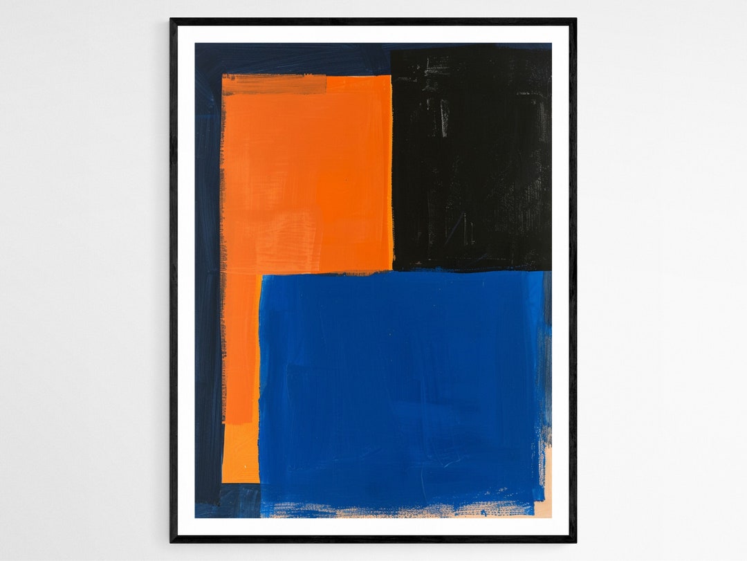 Blue and Orange De Stijl Patterns Fine Art Print, Eye-catching Wall Art ...
