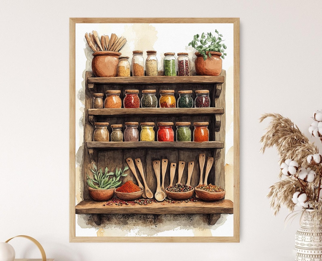 Kenyan Spice Rack Art Print, Traditional Kitchen Decor - Etsy