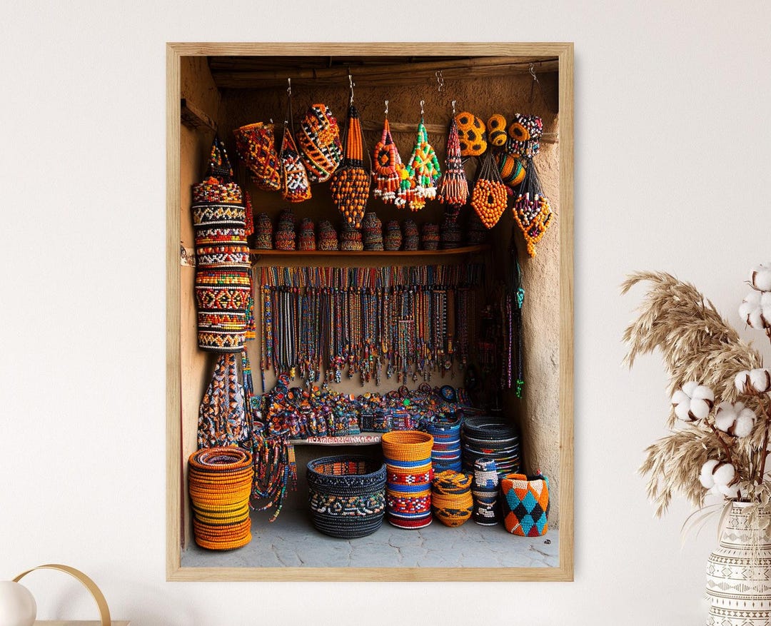 Sudanese Beadwork Art, African Jewelry Print, Handmade Sudan Decor - Etsy