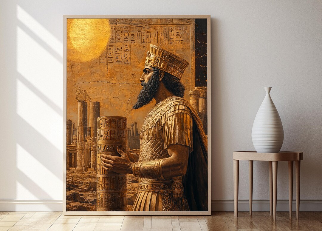 Cyrus the Great and the Cylinder Art Print, Persian Empire Heritage ...