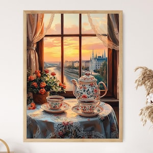 Hungarian Tea Set Art Print, Budapest Apartment Decor Poster - Etsy