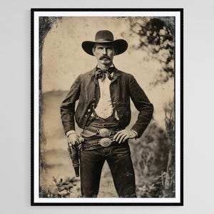 Wyatt Earp Cowboy Art Print, Antique Western Americana - Etsy