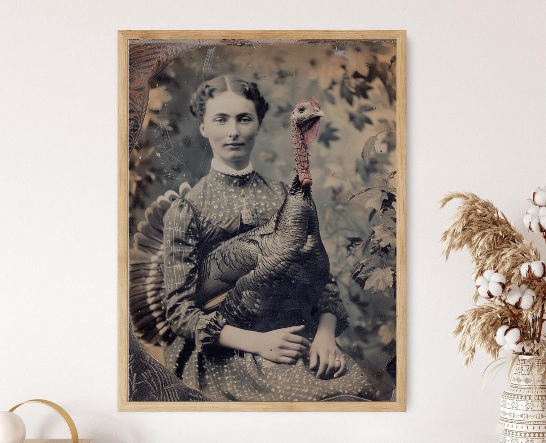 Victorian Woman With a Turkey on Her Lap, 1900's, Entertaining and ...