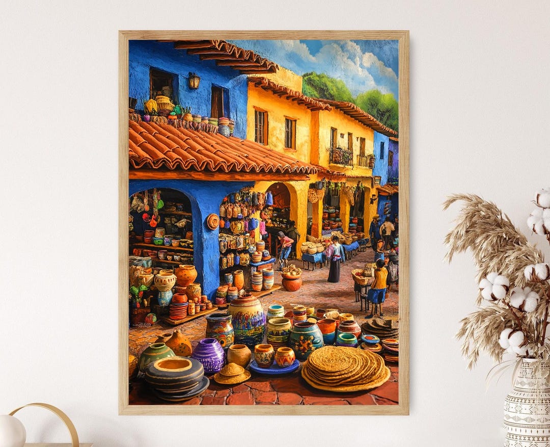 Venezuelan Marketplace Art Print, Arepas and Handmade Pottery - Etsy