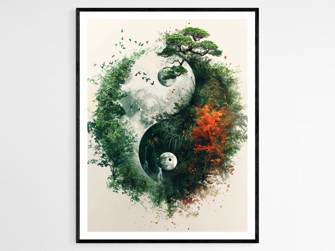 Balanced Yinyang Poster, Modern Taoist Wall Art, Feng Shui Home ...