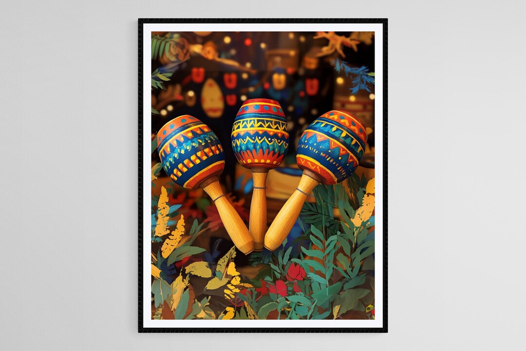 Festive Mexican Maracas Art Print, Colorful Fiesta Wall Decor, Mexican ...
