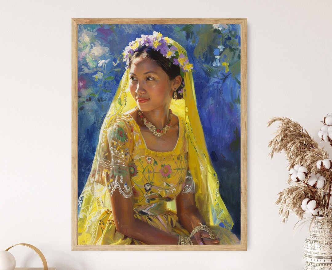 Traditional Filipino Dress Art Print, Handcrafted Woman Portrait ...