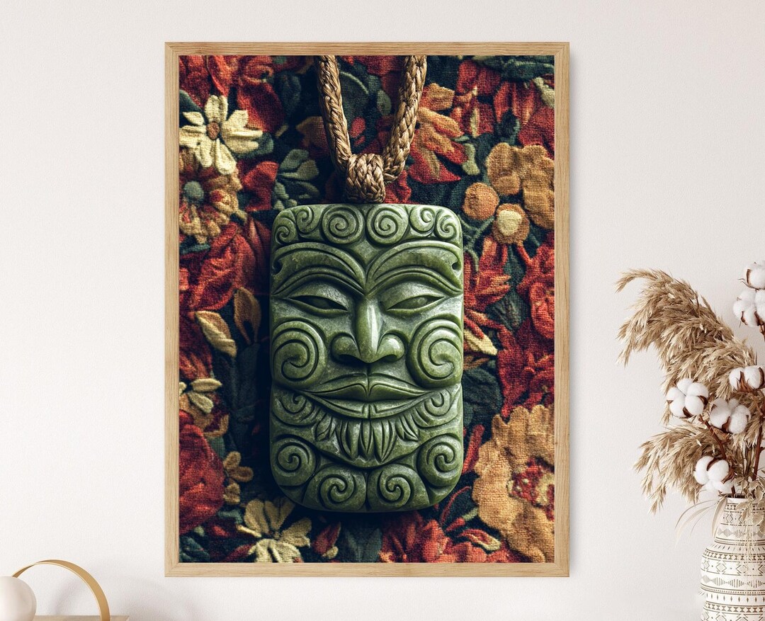 Maori Greenstone Hei Tiki Art Print: New Zealand Cultural Poster - Etsy