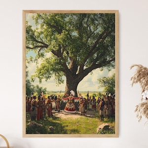 Lakota Sun Dance Art Print, Native American Regalia, Sacred Tree ...