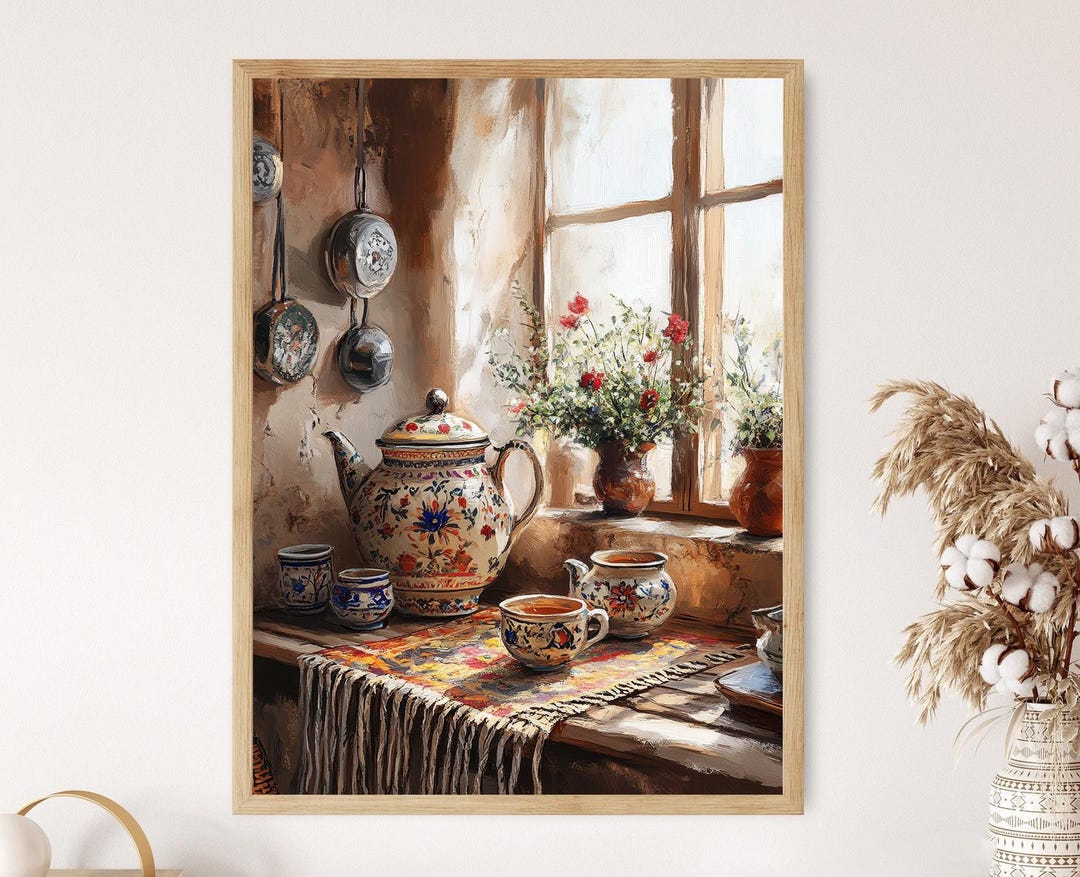 Persian Tea Set Art Print: Rustic Iranian Kitchen Decor - Etsy