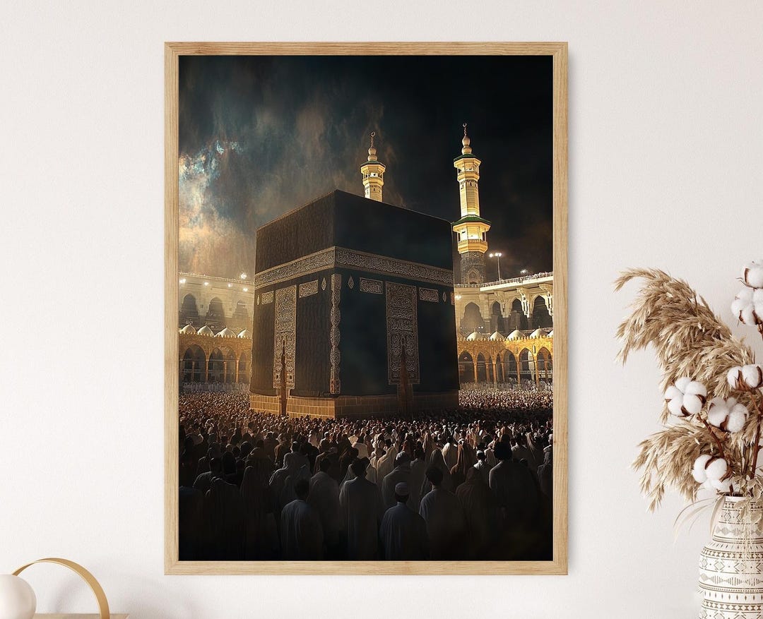 Kaaba Night Painting: Mecca Islamic Art, Hajj Pilgrimage Decor - Etsy