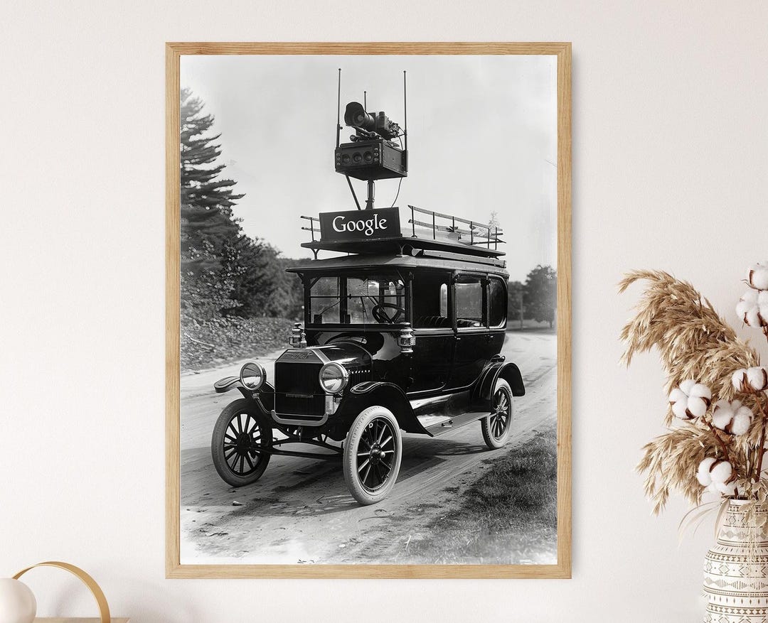 Vintage Google Street View Car Art Print: Quirky Retro Wall Decor - Etsy