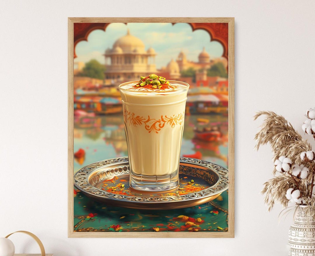 Kesar Pista Milkshake Art Print, Saffron and Pistachio Illustration ...