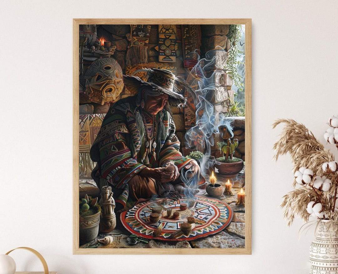 Andean Shaman Art, Peruvian Ceremony Print, Peru Heritage Art Print ...
