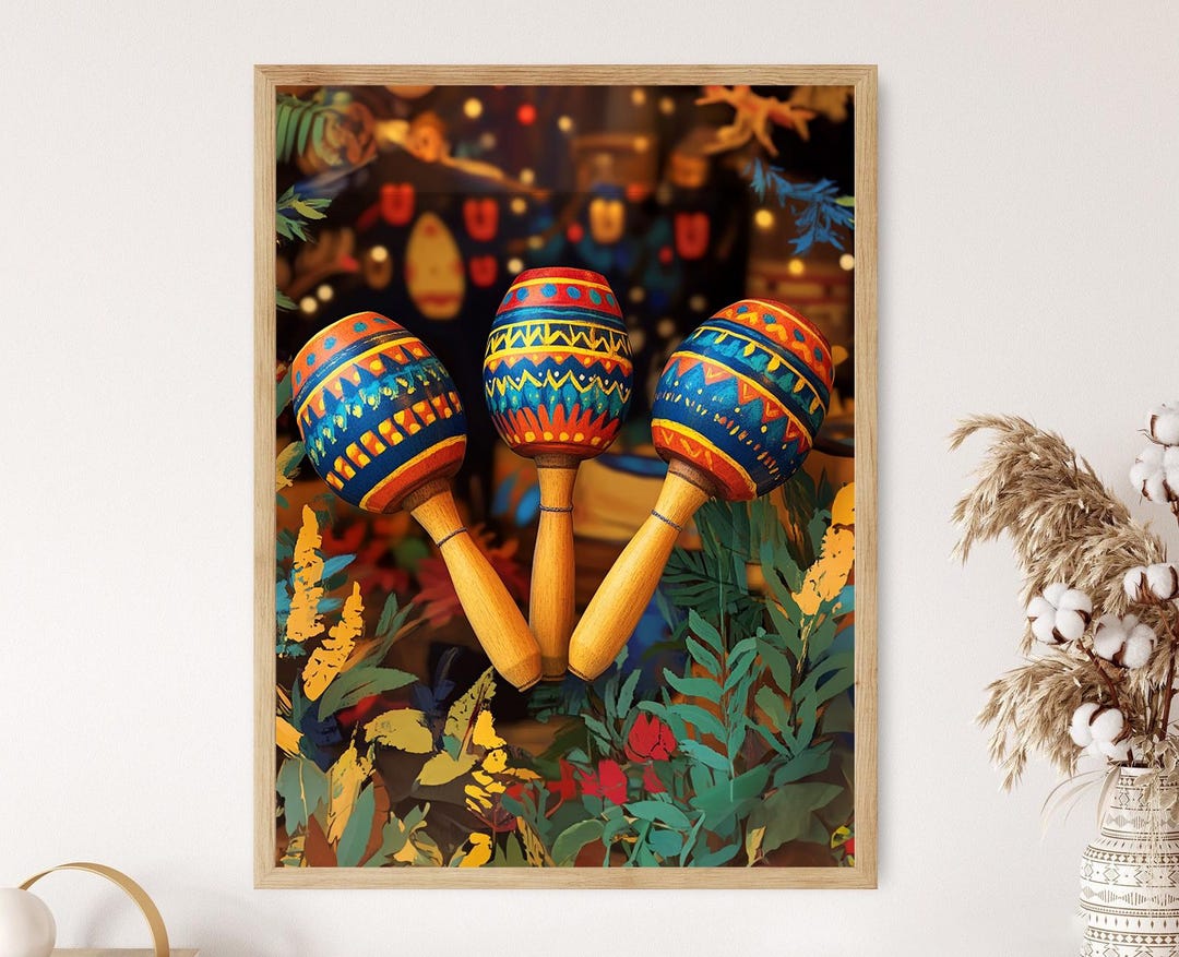 Festive Mexican Maracas Art Print, Colorful Fiesta Wall Decor, Mexican ...