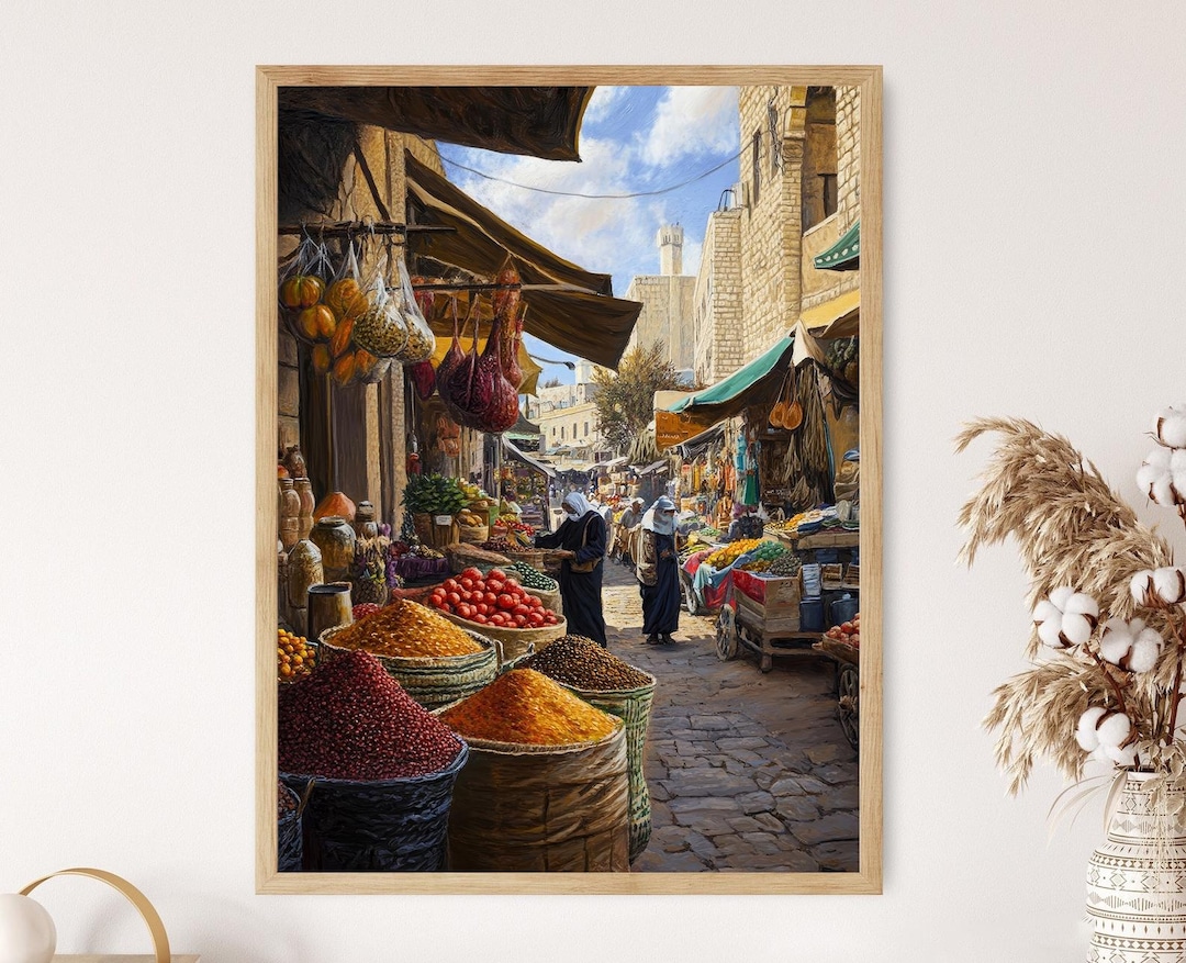 Ramallah Marketplace Art Print, Fresh Produce and Spices, Palestinian ...